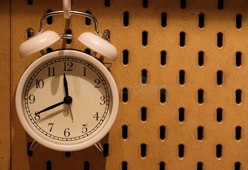 Indoor time, white clock stock photo. Image of brand - 220761620