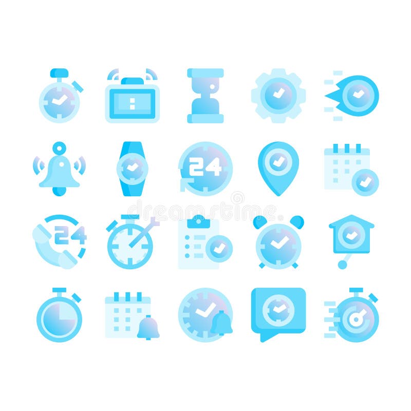 Time gradient flat icons stock vector. Illustration of equipment ...