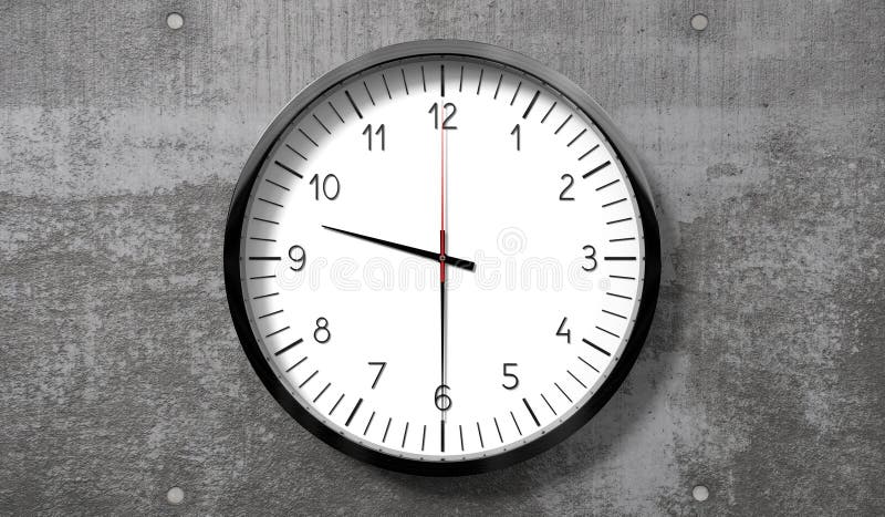 Time at Half Past 9 O Clock - Classic Analog Clock on Rough Concrete ...