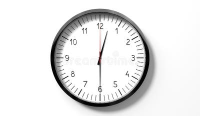 Time at Half Past 12 O Clock - Classic Analog Clock on White Background ...