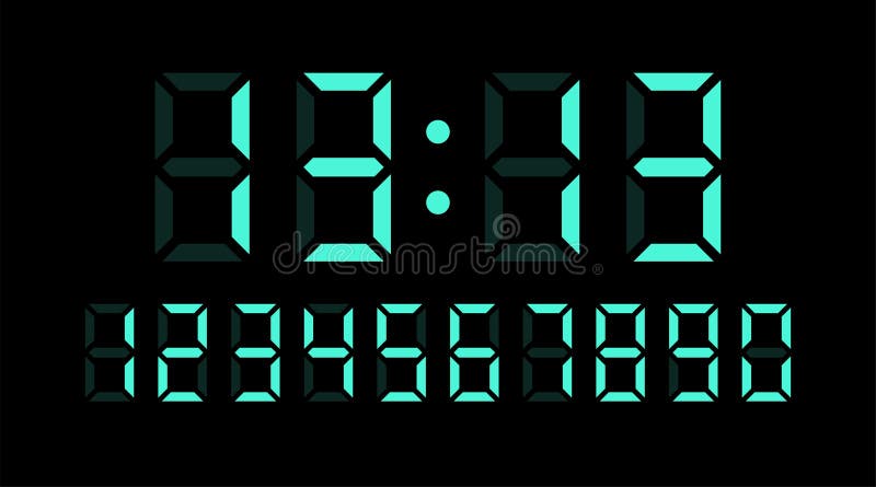 Vector Set of Electronic Digits Numbers Font from a Clock and a Countdown Timer. Watch and ...