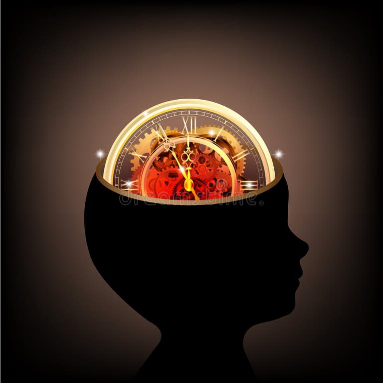 The Time Human Head with Gears and Cogs Working Together Idea Stock ...