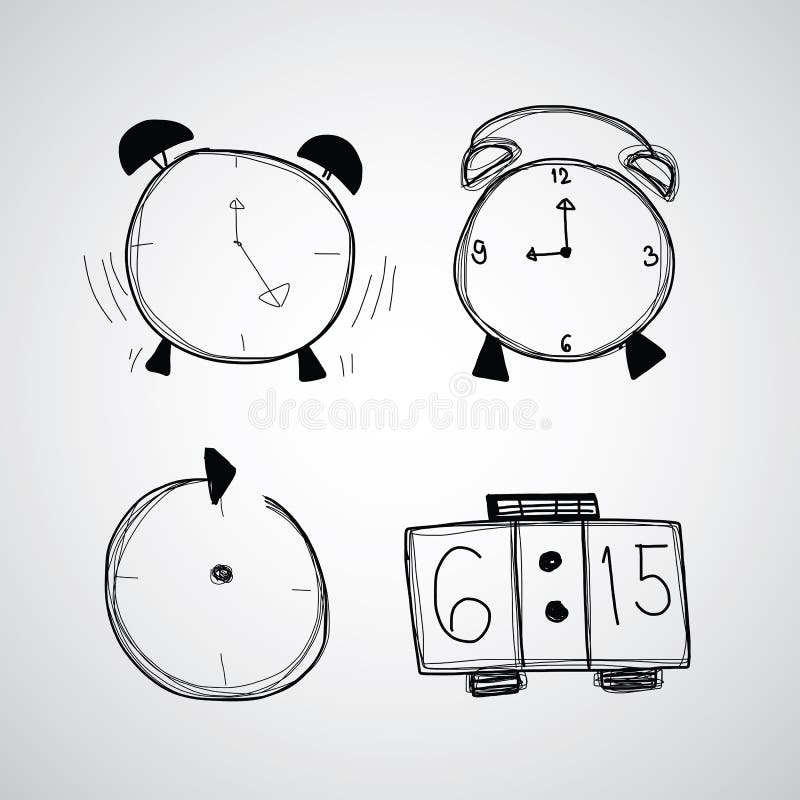 Time Icon Hand Drawn Sketch Stock Vector - Illustration of clock ...