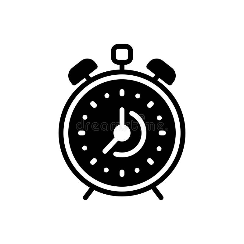 Black Solid Icon for Time, Stopwatch and Wakeup Stock Vector ...