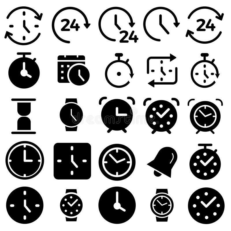 Time Icon Vector Set. Clock Illustration Sign Collection. Watch Symbol ...