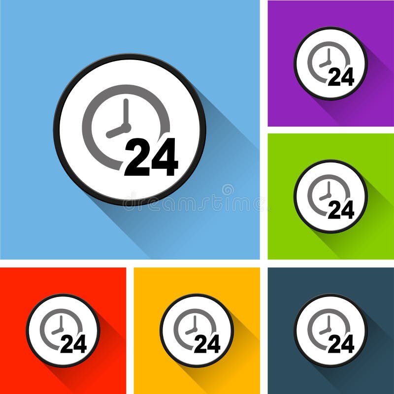 Time Icons with Long Shadow Stock Vector - Illustration of available ...