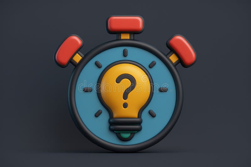 Time for Ideas Conceptual Stopwatch with Light Bulb and Question Mark ...