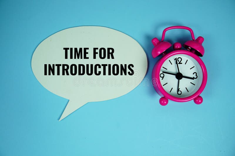 Time for Introductions Text on Speech Bluble with Alarm Clock Top View ...