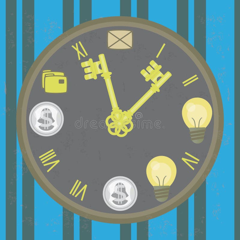 Time is the key stock vector. Illustration of clock, mail - 77317508