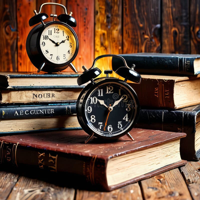 Time for Knowledge - Books and Clock Stock Image - Image of alarm ...
