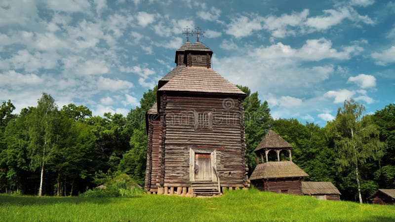 Time Lapse Amazing Unique Old Rustic Wooden Temple and Beautiful Clouds ...