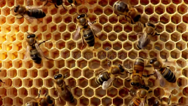 Time Lapse of Bees Constructing Honeycomb in a Beehive Eye Level Close ...