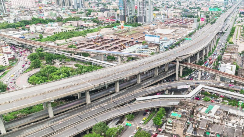 Time-lapse of Car Traffic Transportation on Elevated Highway, Road ...