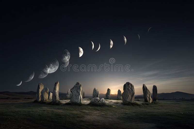 Time Lapse Composite Capturing Moon Phases Over a Haunted Stone Circle ...