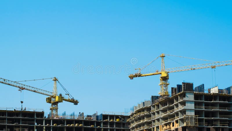 Time-lapse Construction Cranes and Workers Building Multi-storey ...