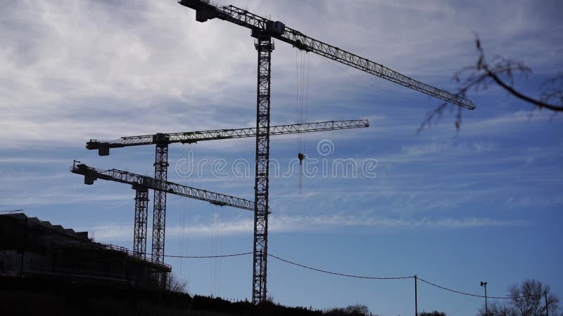 Time Lapse at the Construction Site of the New District. 3 Cranes at a ... Time Lapse at the Construction Site of the New District. 3 Cranes at a ...