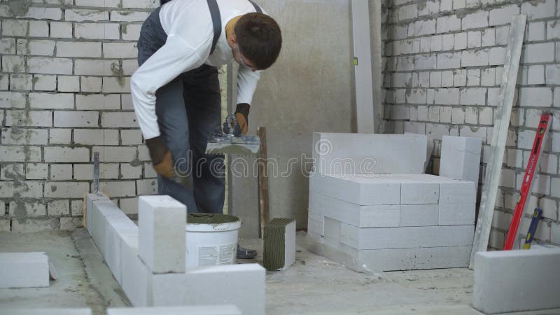 Time Lapse of Construction Worker Building Interior Wall Stock Video ...