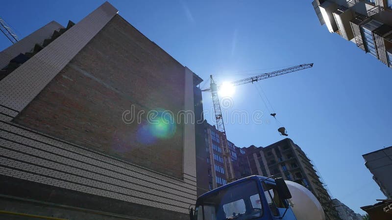 Time Lapse Crane Working in Big Construction Site Stock Footage - Video ...