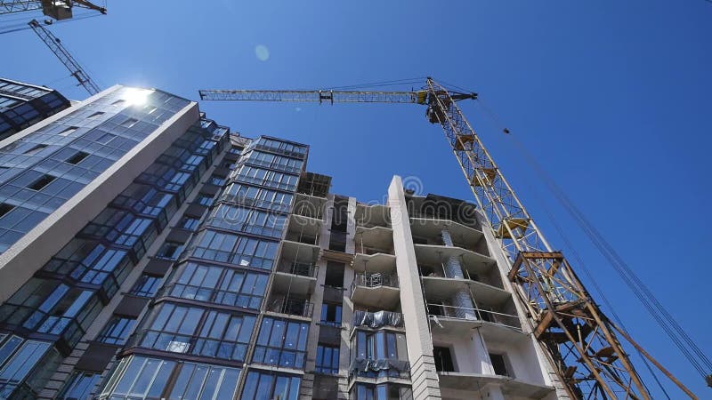 Time Lapse Crane Working in Big Construction Site Stock Video - Video ...