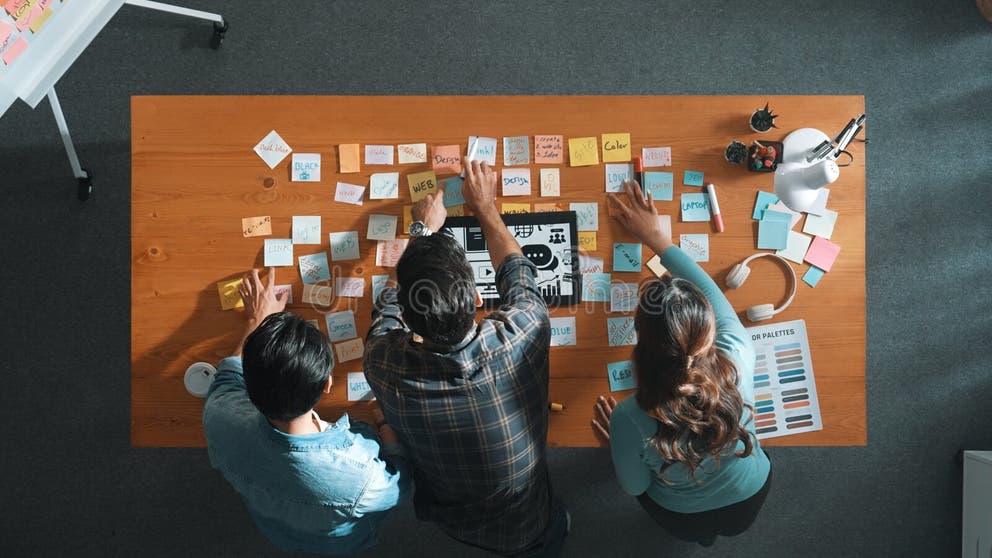 Time Lapse of Creative Designer Working Together Brainstorming Idea ...