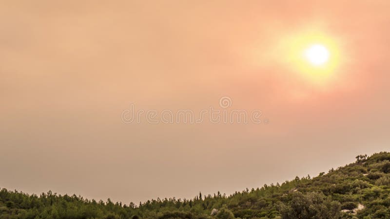 Fire Smoke Clouds from Forest Fire at Sunset Stock Image - Image of ...