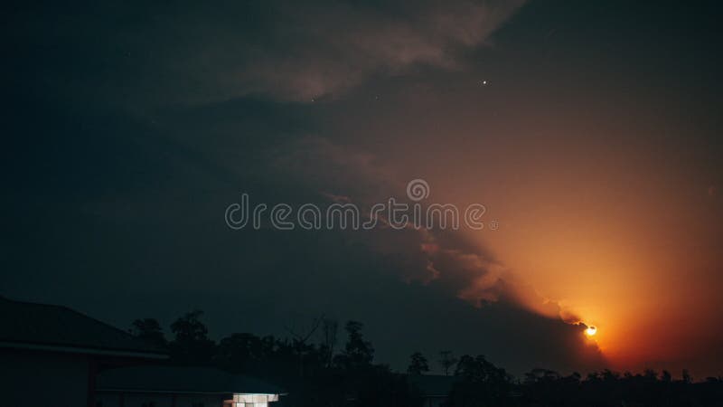 Time Lapse of a Lightning Storms in the Clouds As a Summer Moon Rises ...