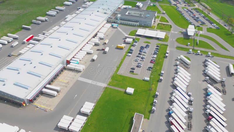 Logistics Park with Loading Hub. Semi-trailer Trucks Stand on the ...