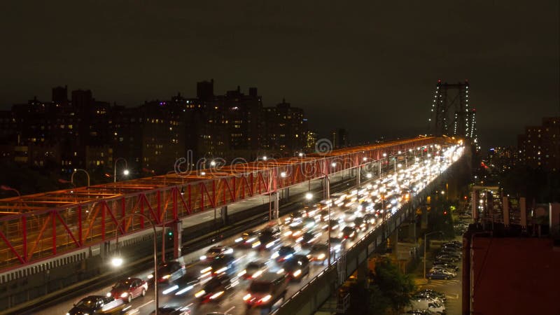 Time Lapse Williamsburg Bridge in Night Stock Video - Video of drone ...