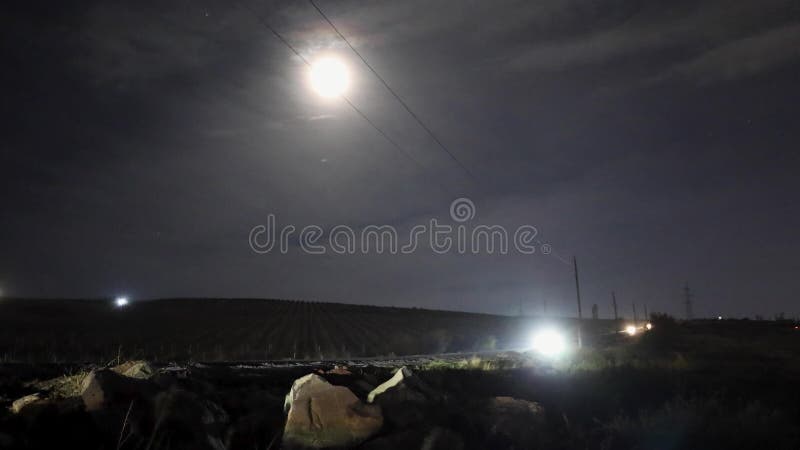 Night Traffic Timelapse with Moon Stock Video - Video of blur, pole ...