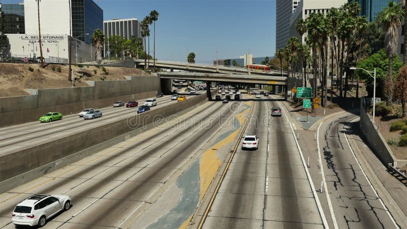 Freeway in Downtown Los Angeles Closeup Stock Footage - Video of ...