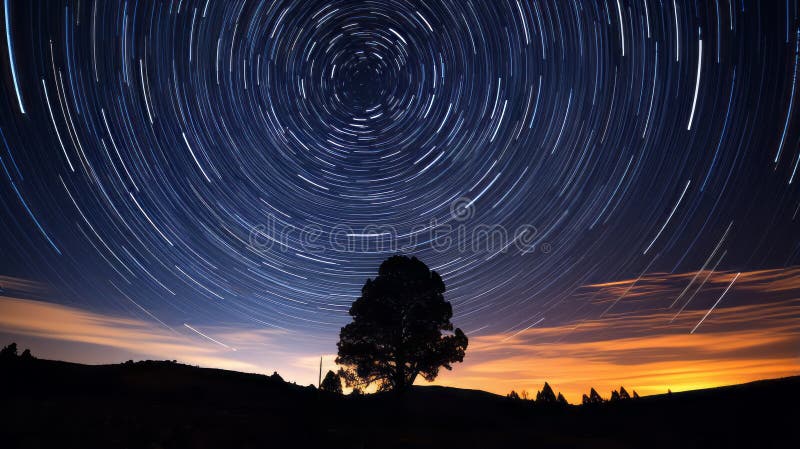 Time Lapse Photograph Star Trails Night Sky Stock Illustration ...