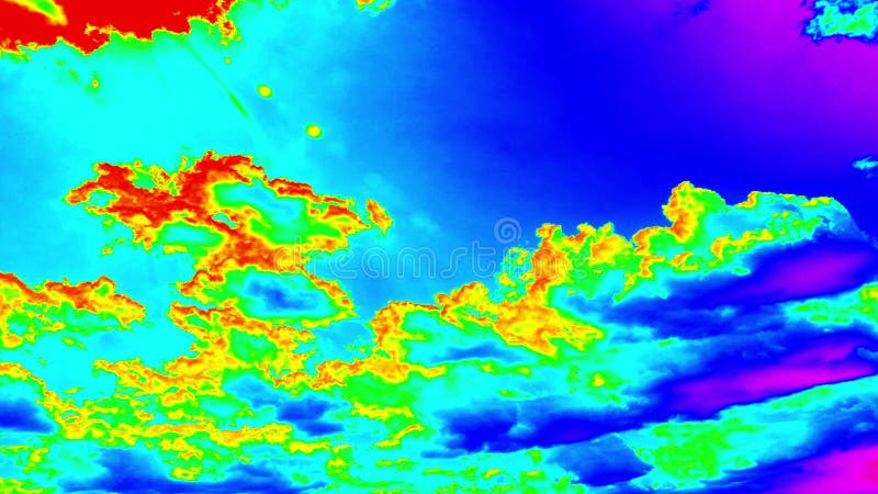 Infrared Thermovision Image Panorama of Big City, Showing Difference ...