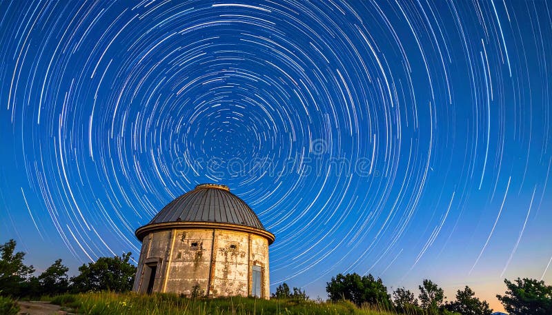 Time Lapse Star Trails Over an Abandoned Observatory. Generated Image ...