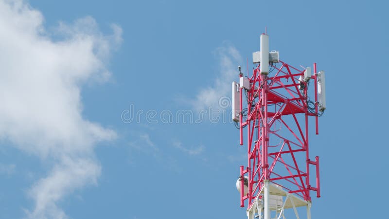 Telecom Tower Antenna And Satellite Transmits The Signals Of Cellular