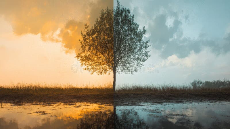 Time Lapse of Tree through Different Seasons and Times of Day Stock ...