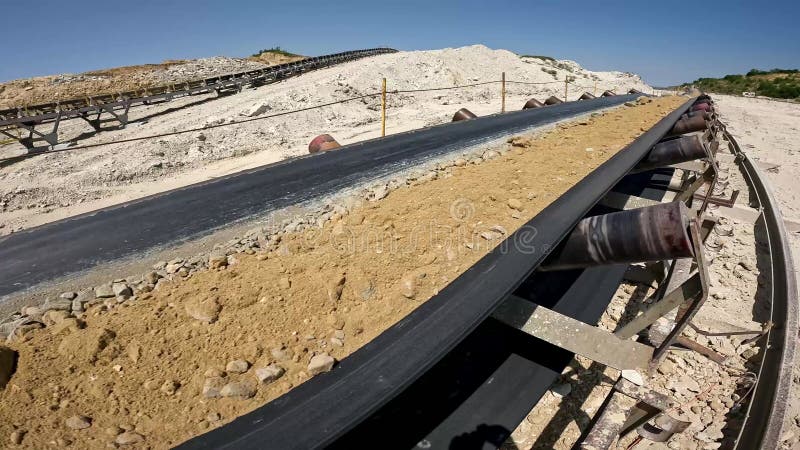 Time-lapse View of a Belt Conveyor Transporting Limestone in the Quarry ...