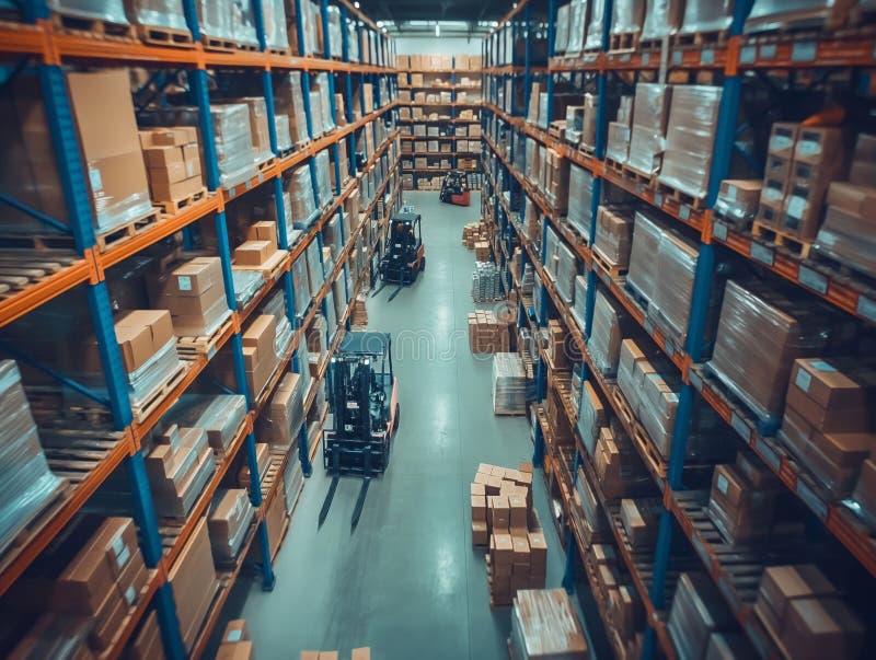 Efficient Warehouse Operations at Night Stock Image - Image of shelves ...