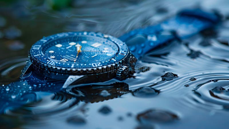 Time Like Water, a Concept. Water Dripping into a Watch Glass Stock ...