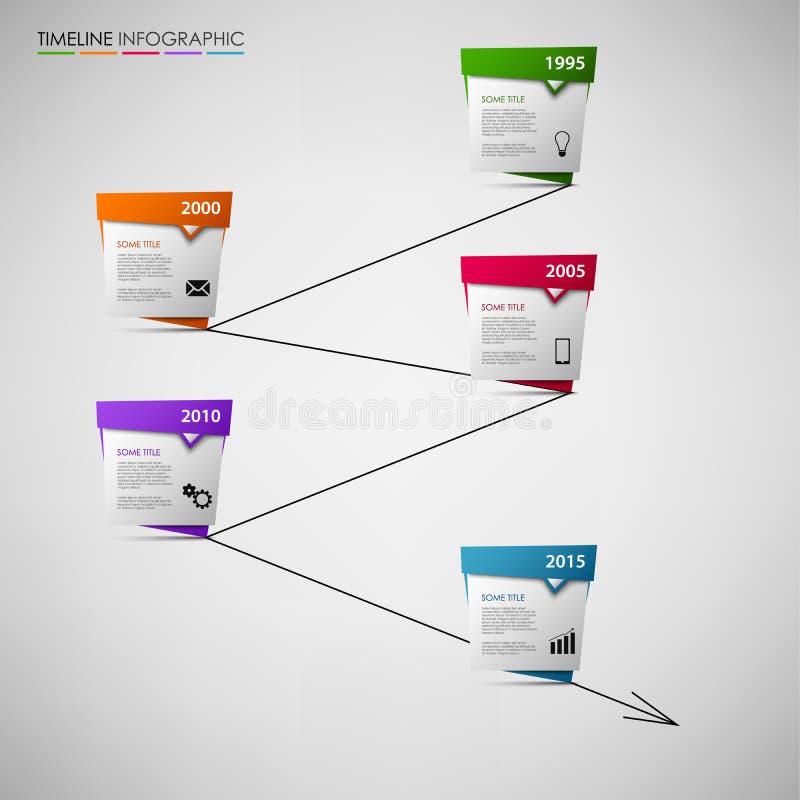 Time Line Info Graphic with Colored Abstract Pointers Template Stock ...
