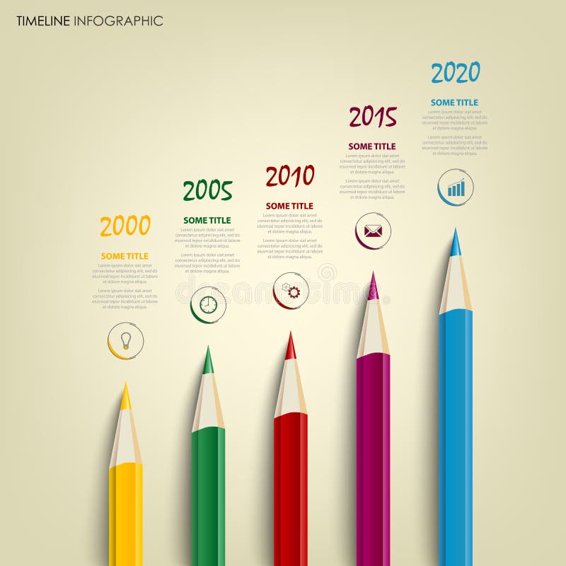 Time Line Info Graphic with Colored Pencils Template Stock Vector ...