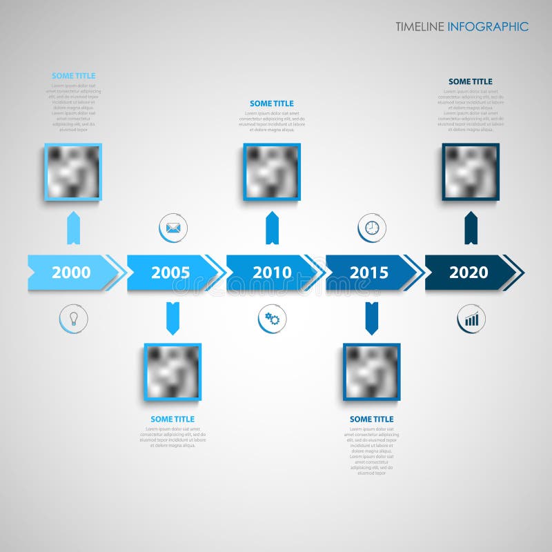 Time Line Info Graphic with Direction Indicators in Blue Design Stock ...