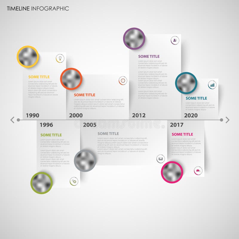 Time Line Info Graphic with Note Papers and Design Elements Stock ...