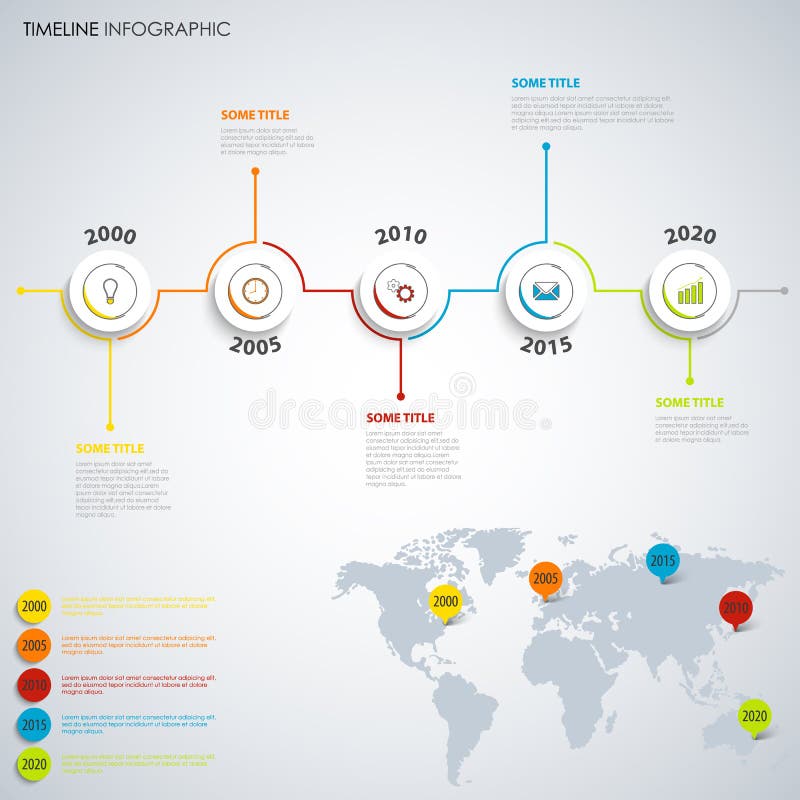 Time Line Info Graphic with Round Pointers and Color Accessories Stock ...