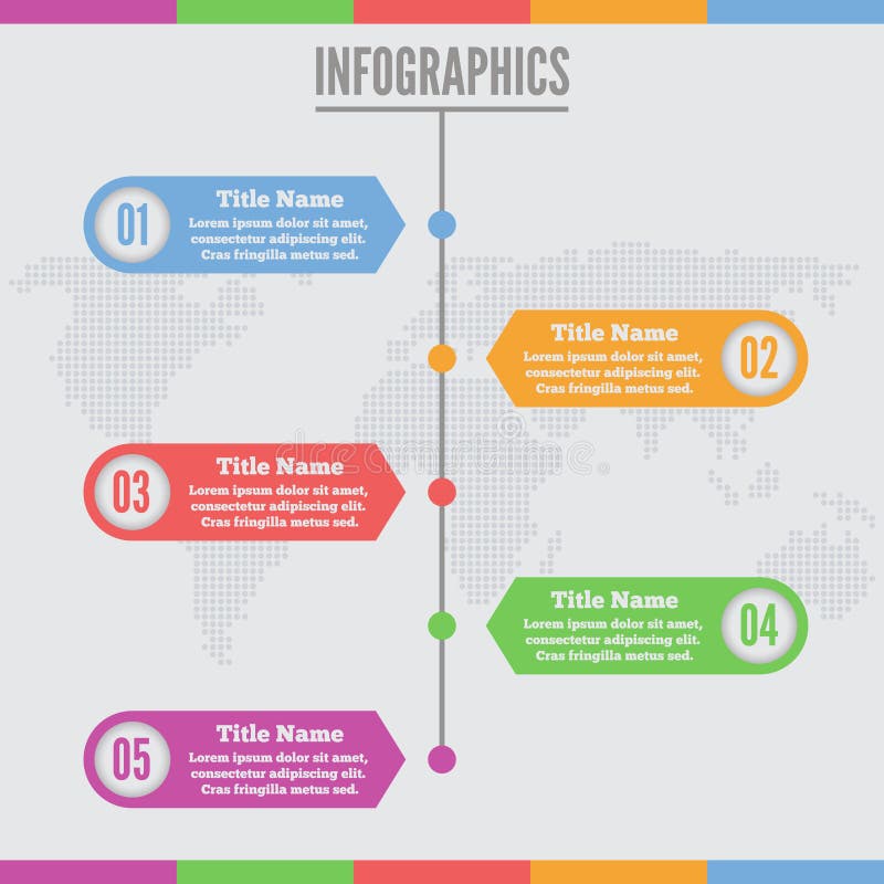 Time Line Infographic. World Map Stock Illustration - Illustration of ...