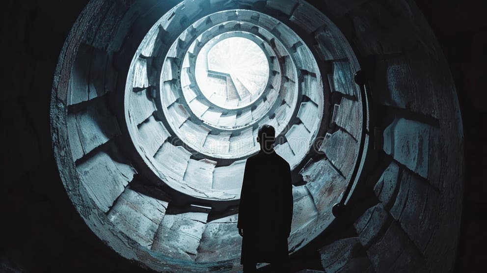 Time Loop Concept Showing Human Silhouette in Cosmic Transition Space ...