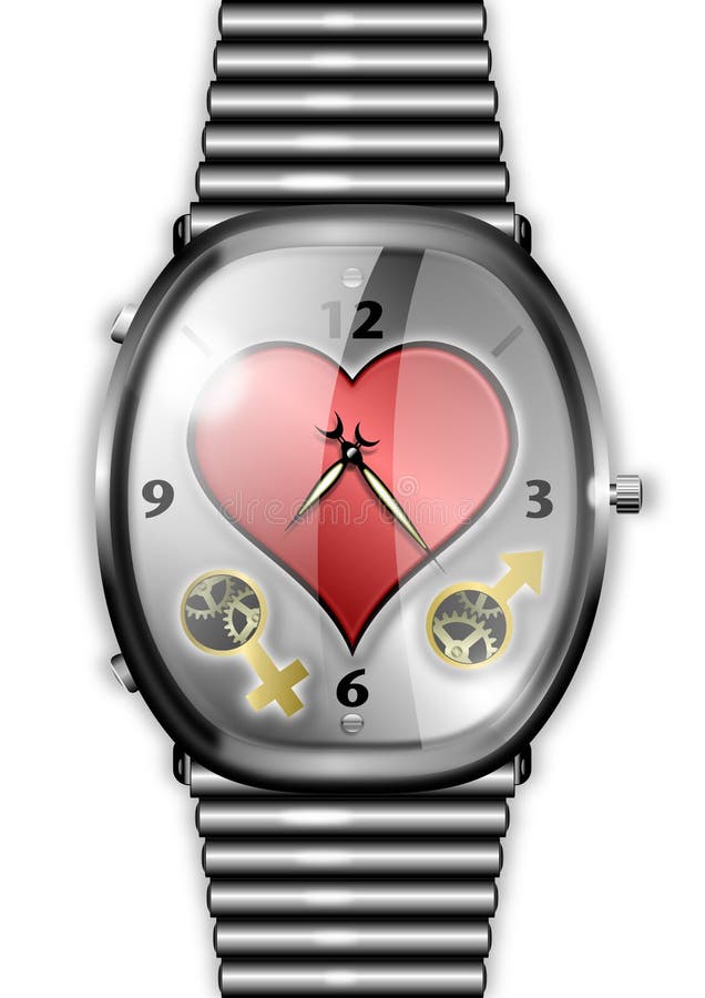 Time for Love Concept Watch with Heart Stock Illustration ...