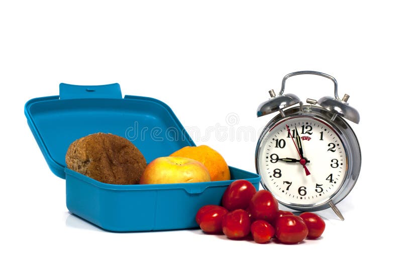 Time for lunch, Time for lunchbox at school with the clock at