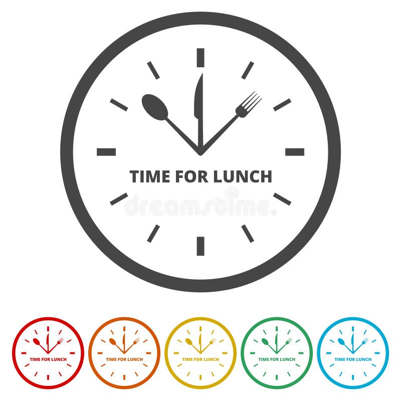 Time for Lunch Icons Set, 6 Colors Included Stock Vector - Illustration ...