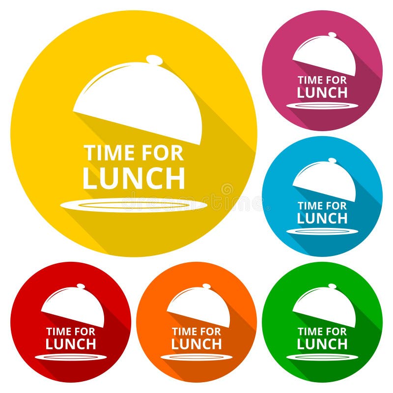 Time for Lunch Icons Set with Long Shadow Stock Vector - Illustration ...