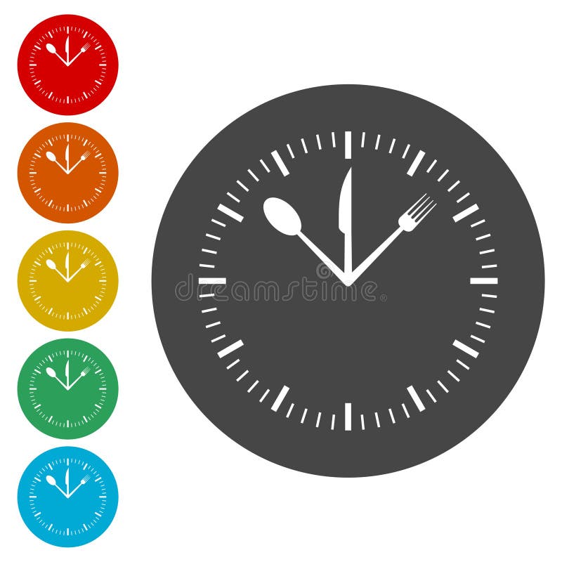 Time for Lunch, Flat Lunch Time Icon, 6 Colors Included Stock Vector ...